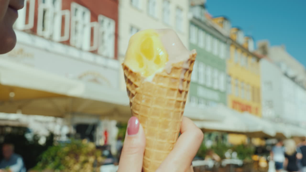 Premium stock video - Walk with ice cream along copenhagen's famous ...