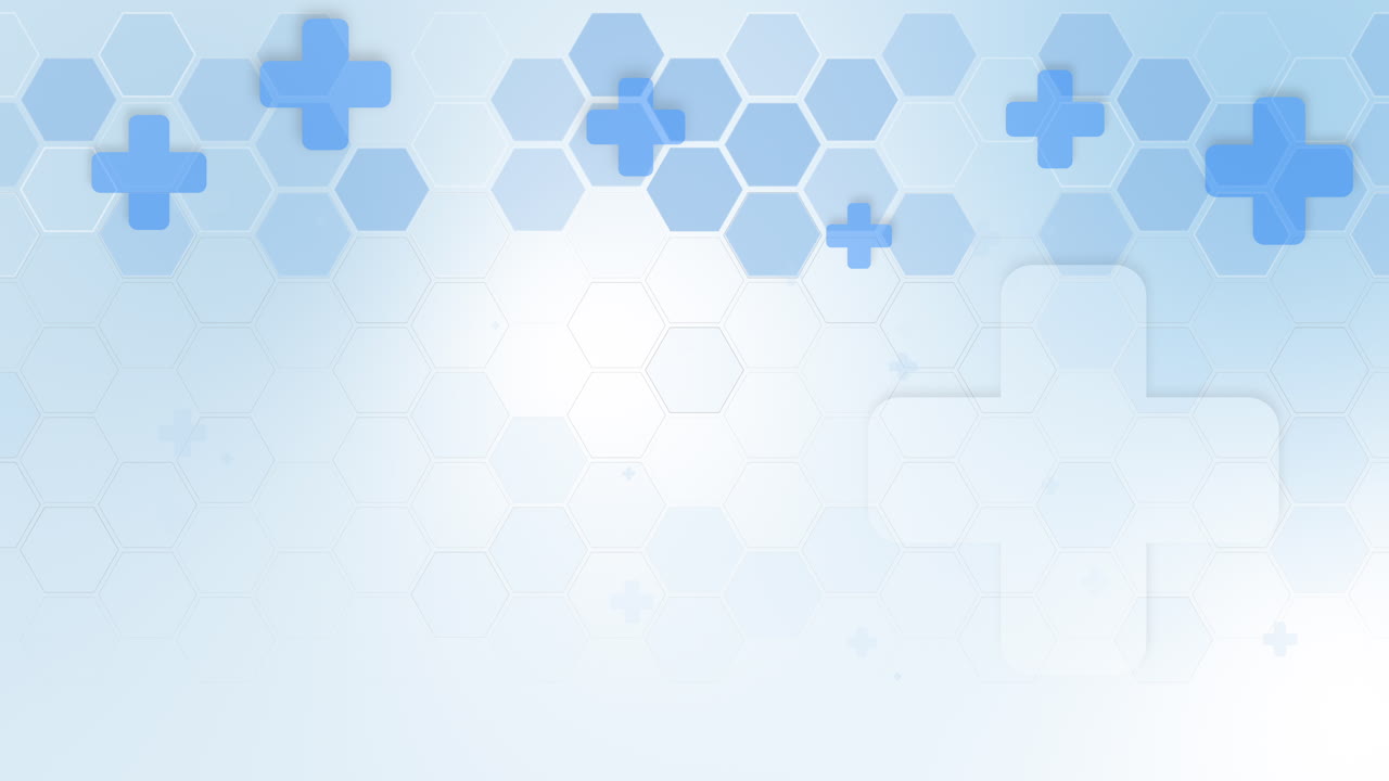 Screensaver with space for text. Blue medical crosses with grid of ...