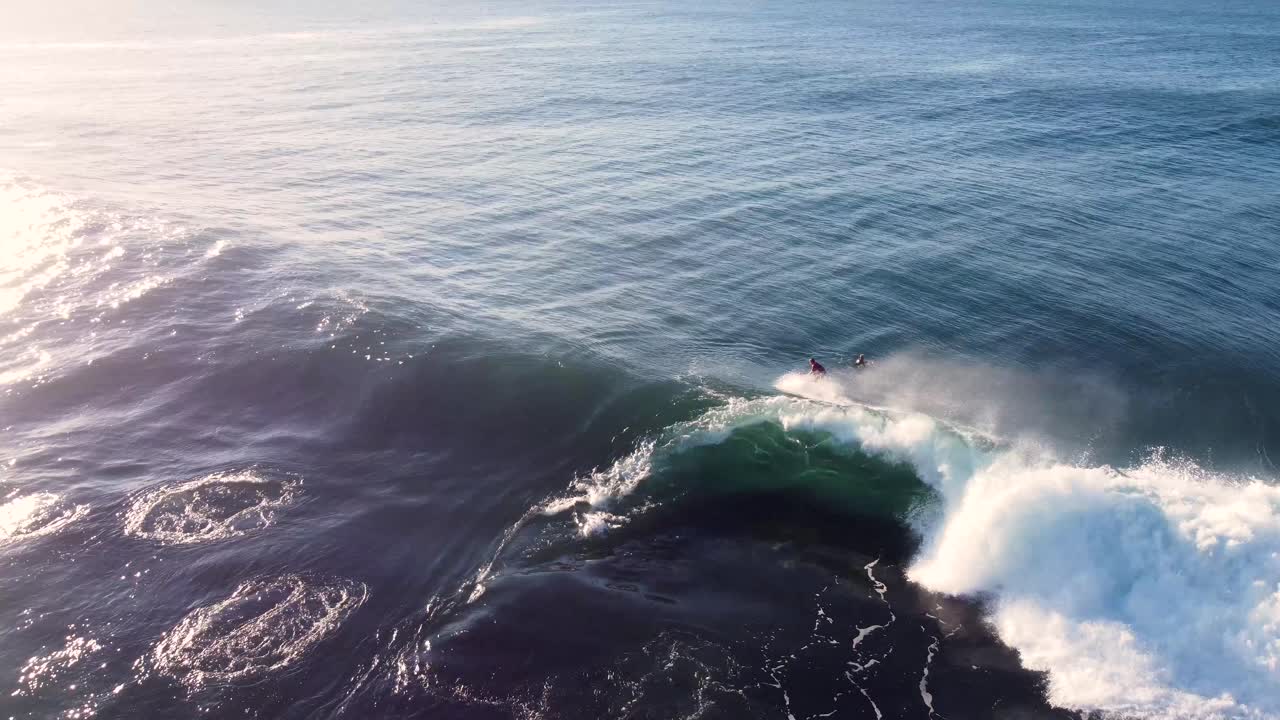 Drone Aerial Videography Of Surfer Riding Barrel Wave With Spit On Reef ...
