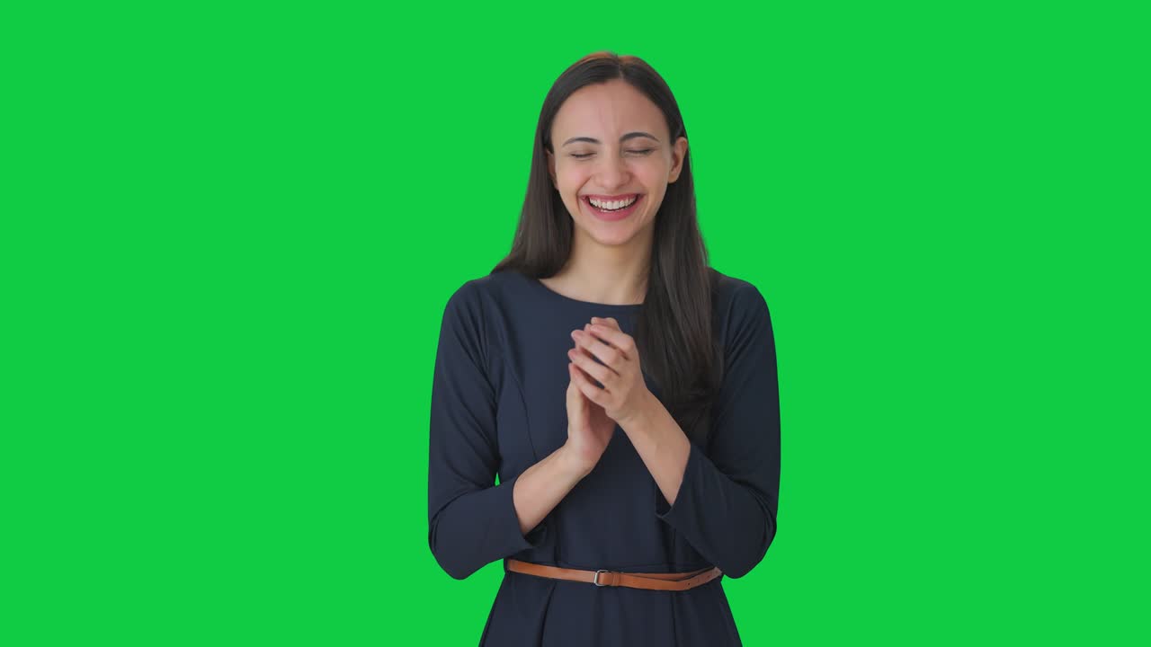 Premium stock video - Happy indian girl clapping and appreciating green ...