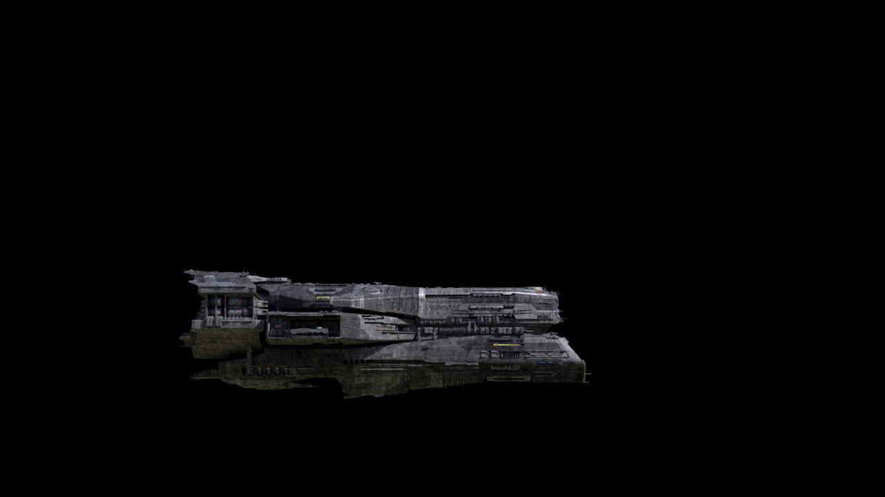 Giant Spaceship Landing Side View, Black Background Suitable For ...