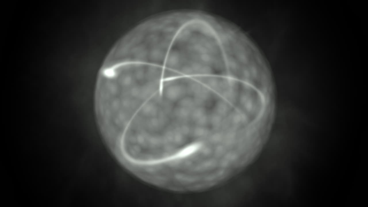 Atomic Structure Simulation In Monochrome With Orbiting Electron Trails ...