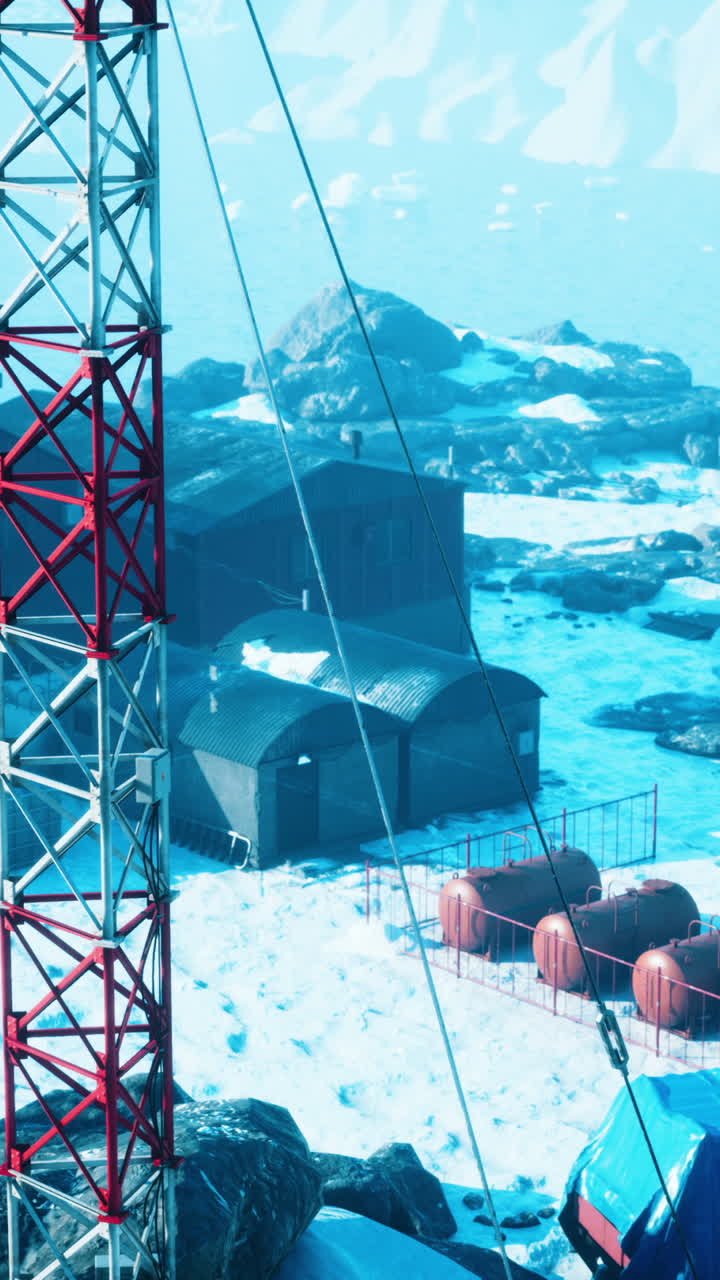 A remote research station in antarctica Premium Stock Video Footage