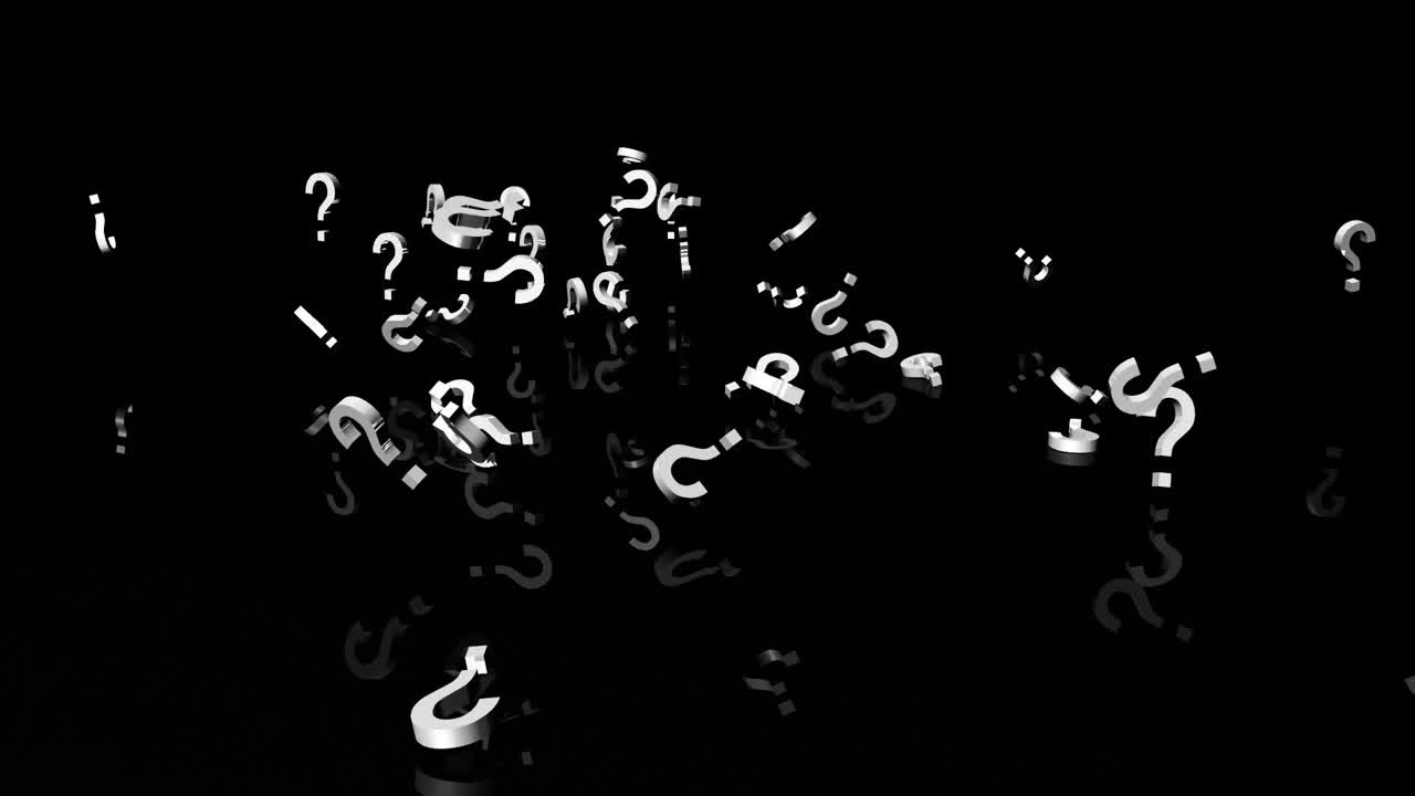 Premium stock video - Falling question marks