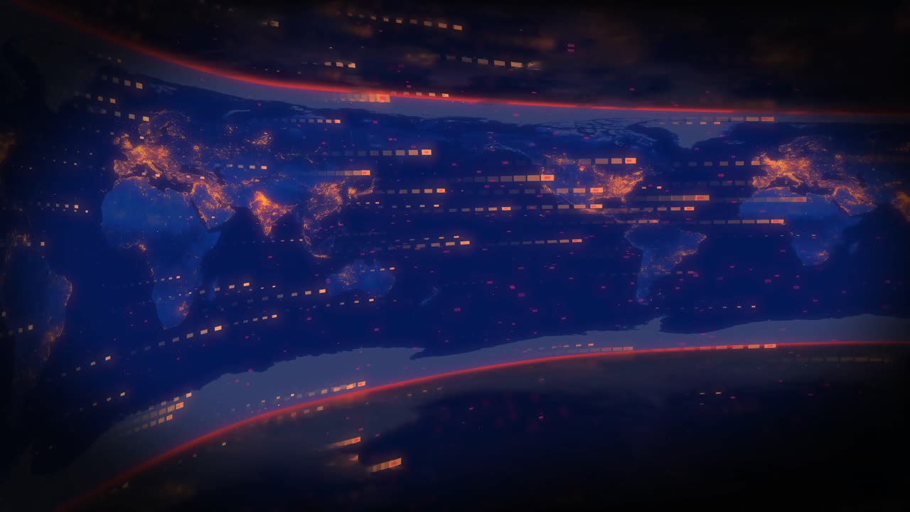 Premium stock video - Animation of data processing over world map