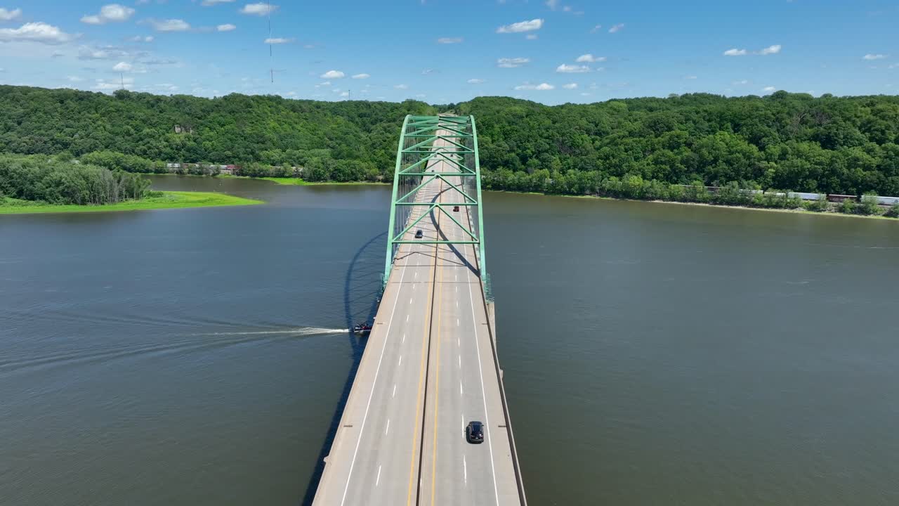 Dubuque Wisconsin Bridge Spanning The Mississippi River Between Iowa ...