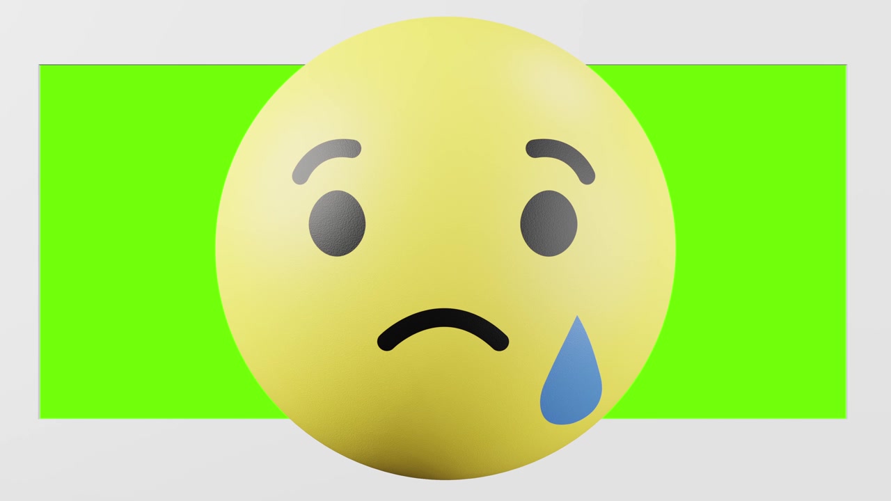 Facebook sad emoji reaction button with 3d effect overlay, green screen ...