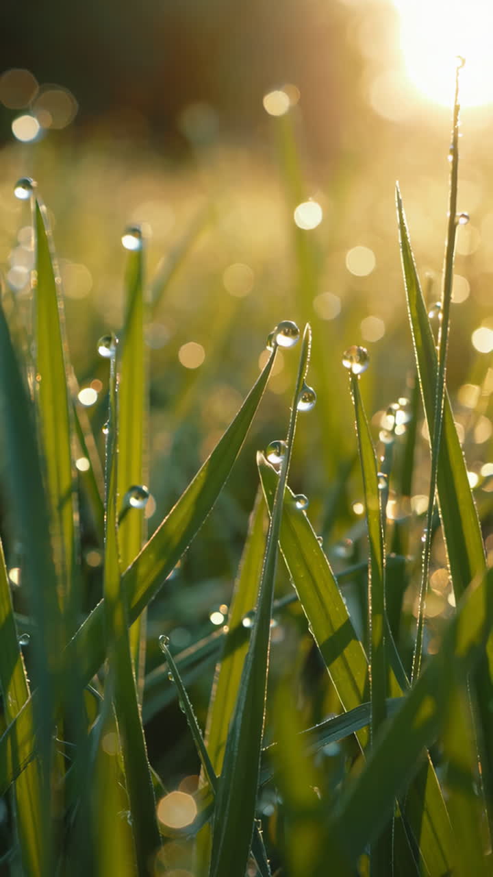 Dew-kissed Grass at Sunrise | Premium Stock Video Footage