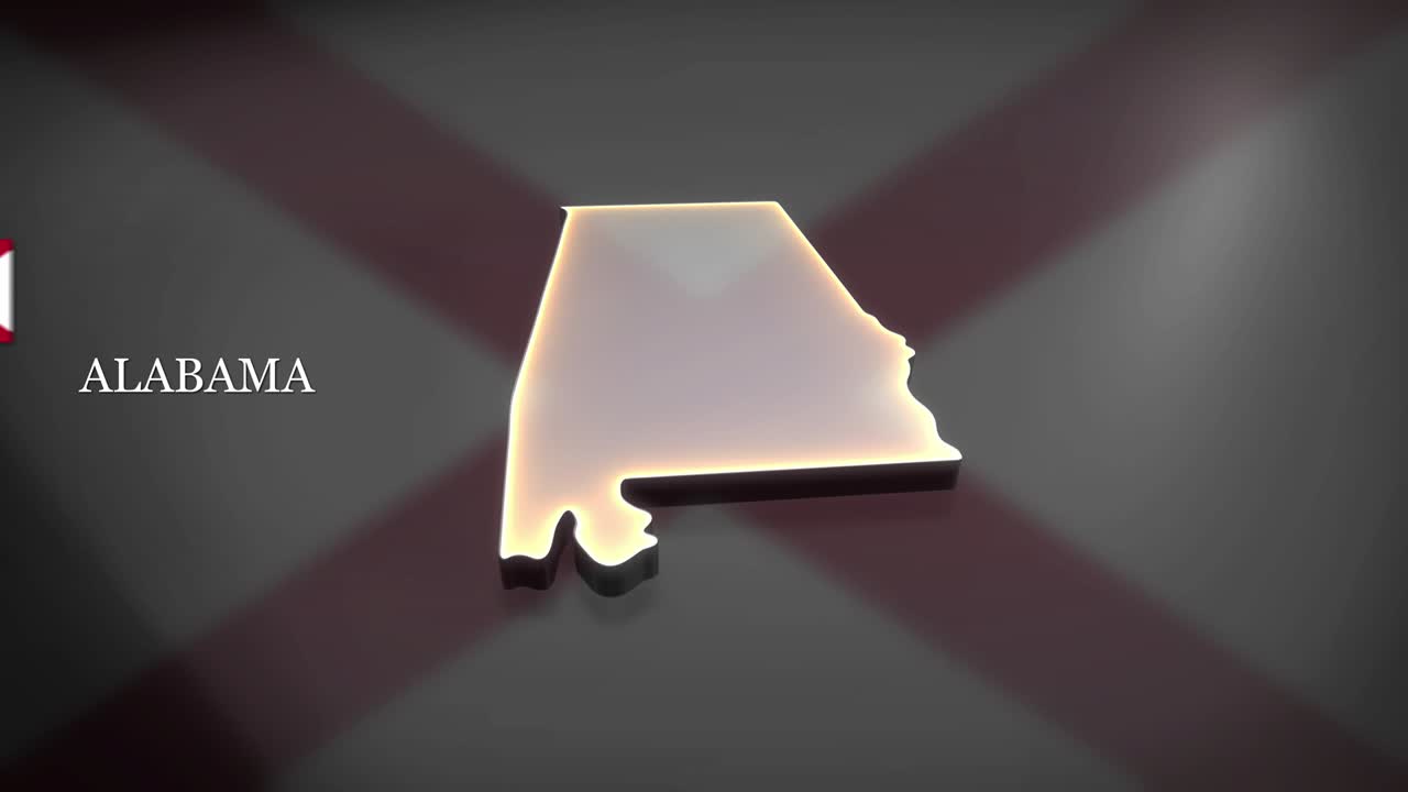 3D animated Map of Alabama | Premium Stock Video Footage
