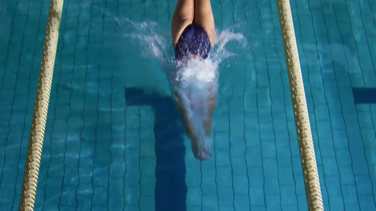 Premium stock video - Swimmer training in a swimming pool
