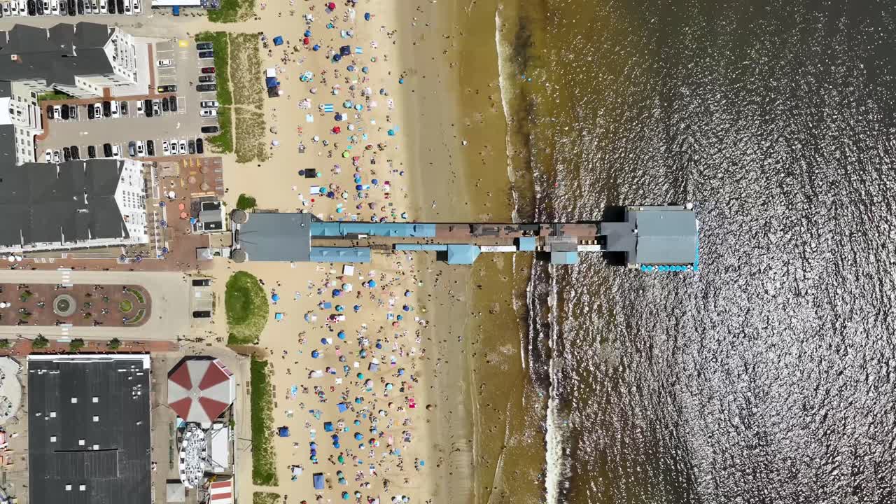 Premium stock video - Overhead view of the old orchard pier in maine ...