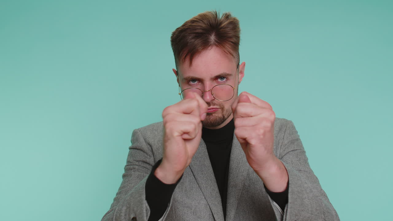 Greedy Avaricious Young Business Man Showing Fig Refusal Negative ...