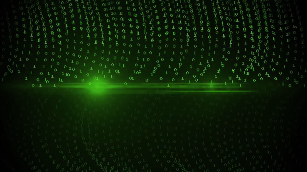 Premium Stock Video Animation Of Green Binary Coding Data Processing Over Black Background 