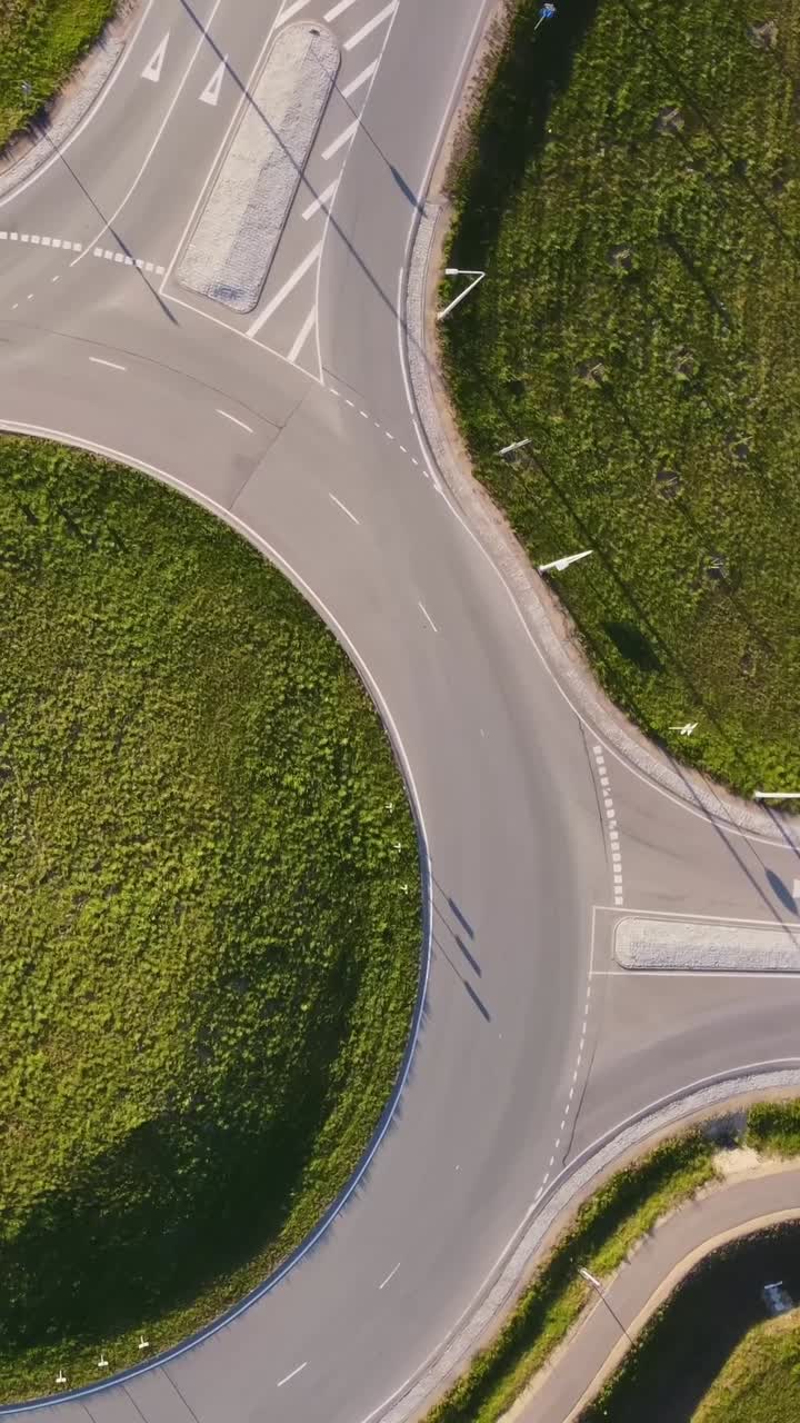 Vertical View Of Vehicles Circulating On Katlakalns Roundabout In ...