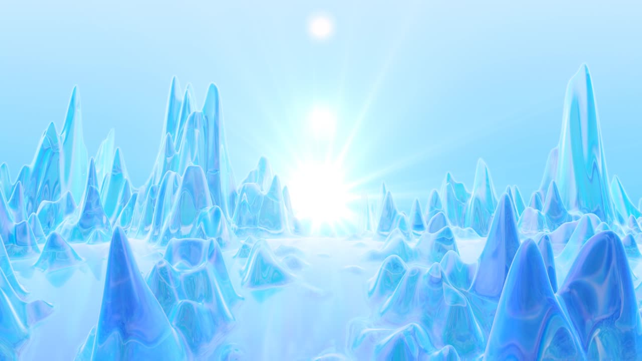 Abstract Blue Ice Spike Field on Transparent Clear Frozen Landscape ...