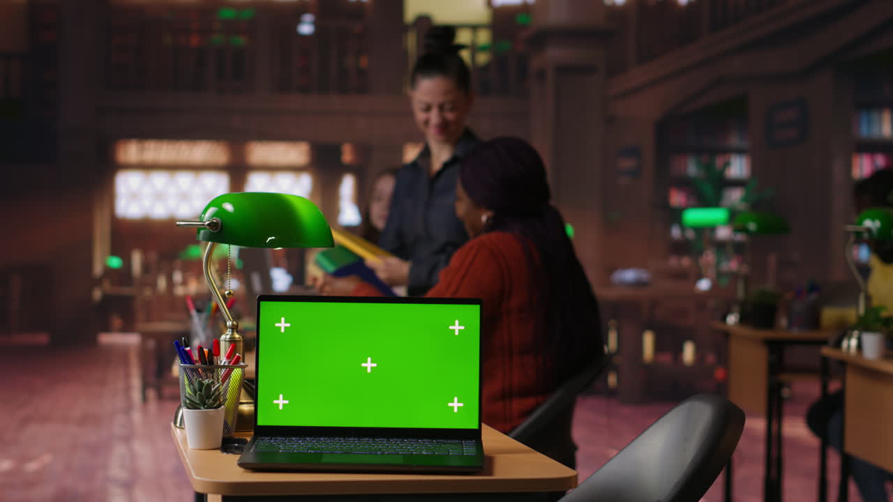 Virtual classroom library setting Premium Stock Video Footage