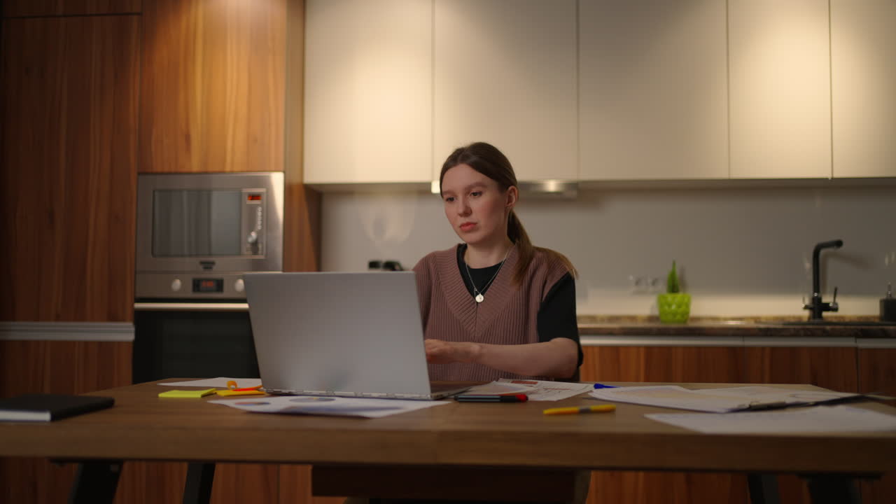 Exhausted Young Businesswoman Or Student Finished Computer Work ...
