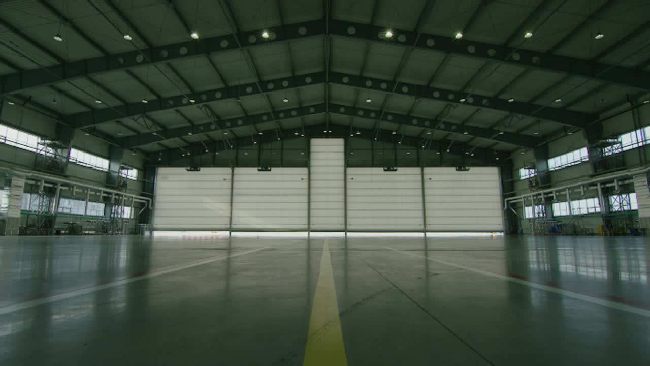 Empty Airplane Hangar | Premium Stock Video Footage