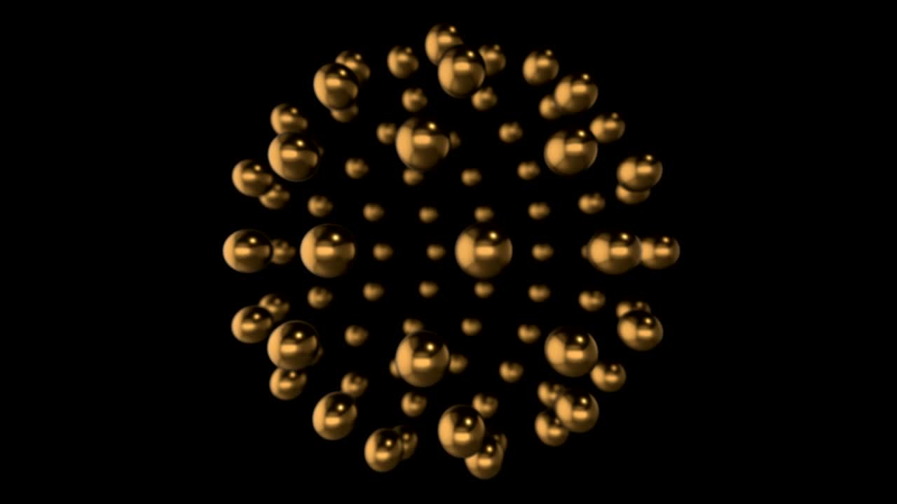 Golden spheres rotating with endless loop | Premium Stock Video Footage