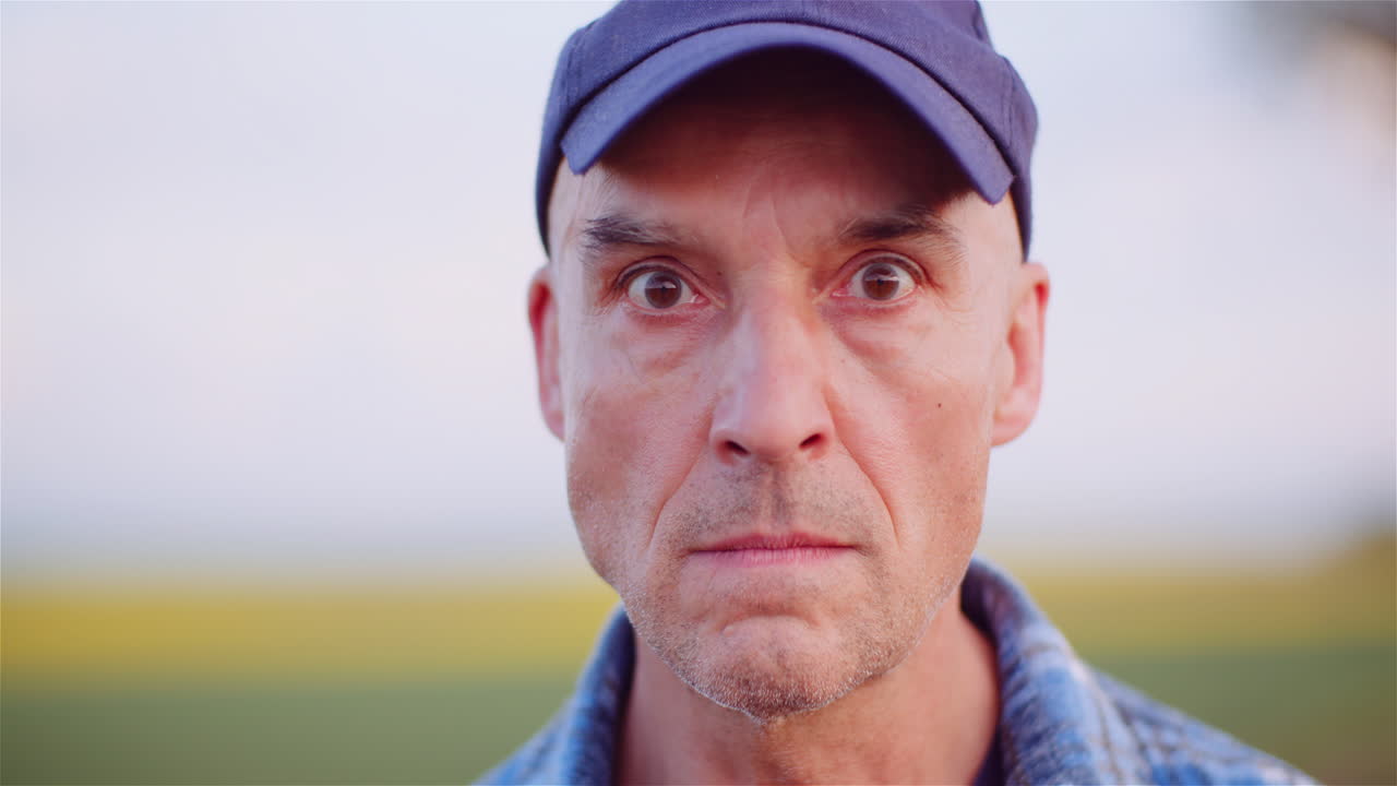 Free stock video - Very nervous adult man looking into camera 1