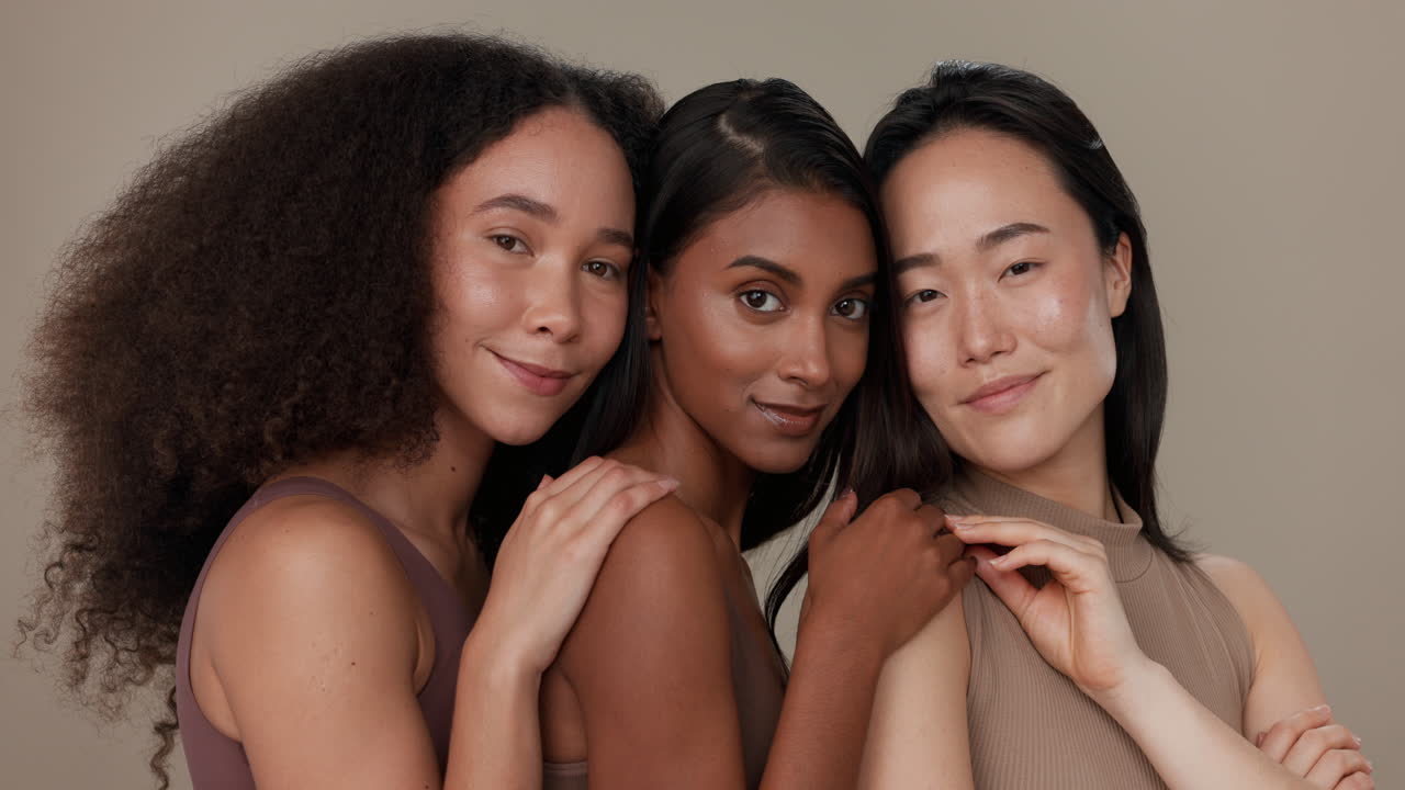 Women, group and face for skincare | Premium Stock Video Footage