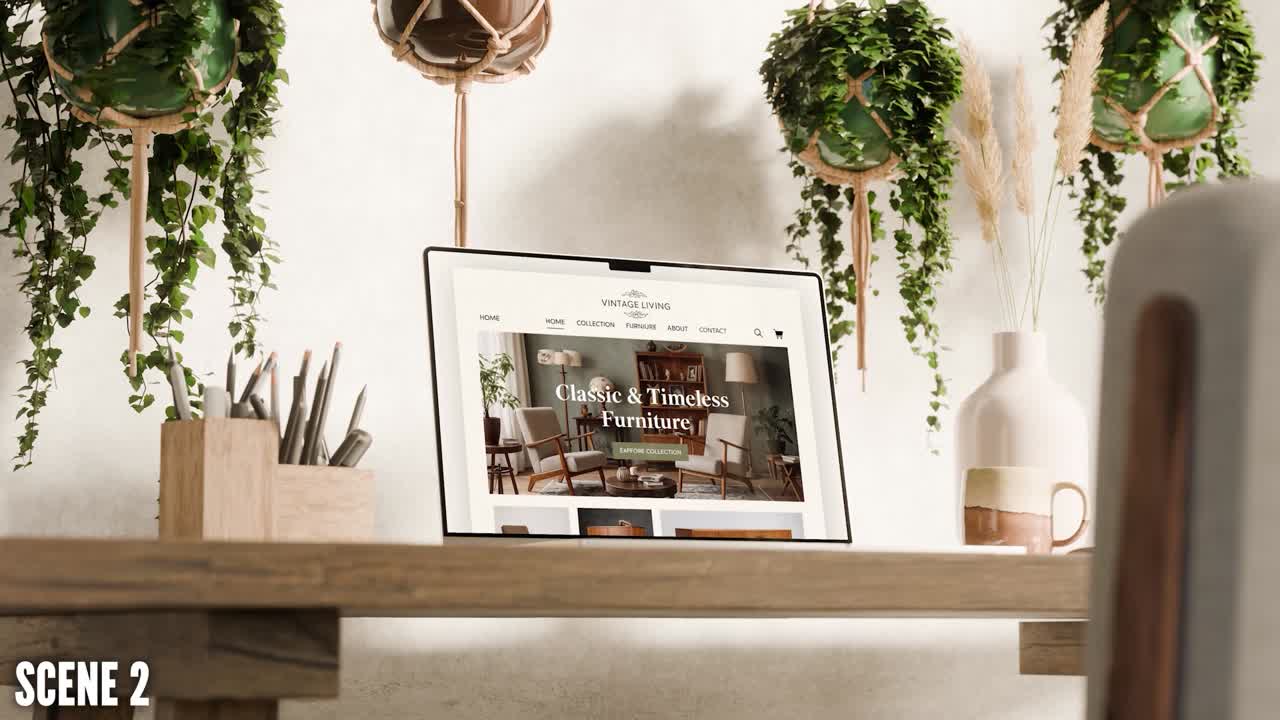 Laptop Screen Mockup - After Effects Template - Boho Rustical Room - 10 ...