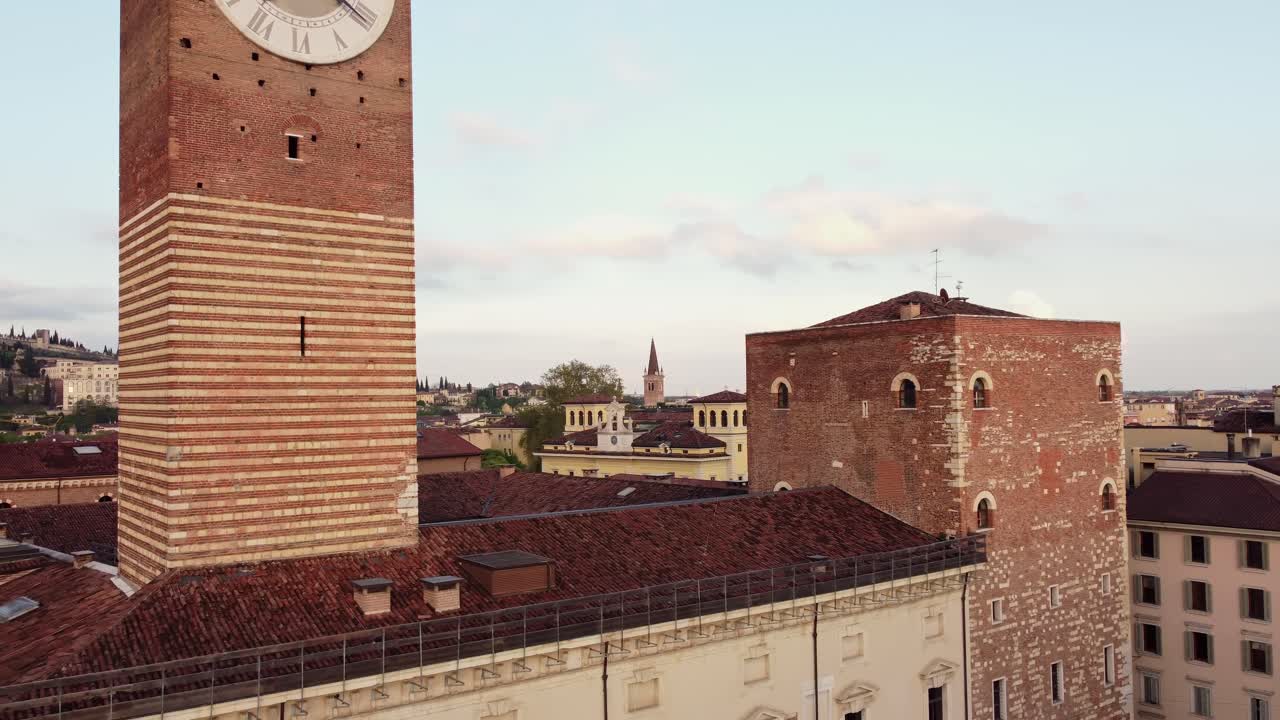 Historic Verona Clock Tower: Torre dei Lamberti Aerial View | Premium ...