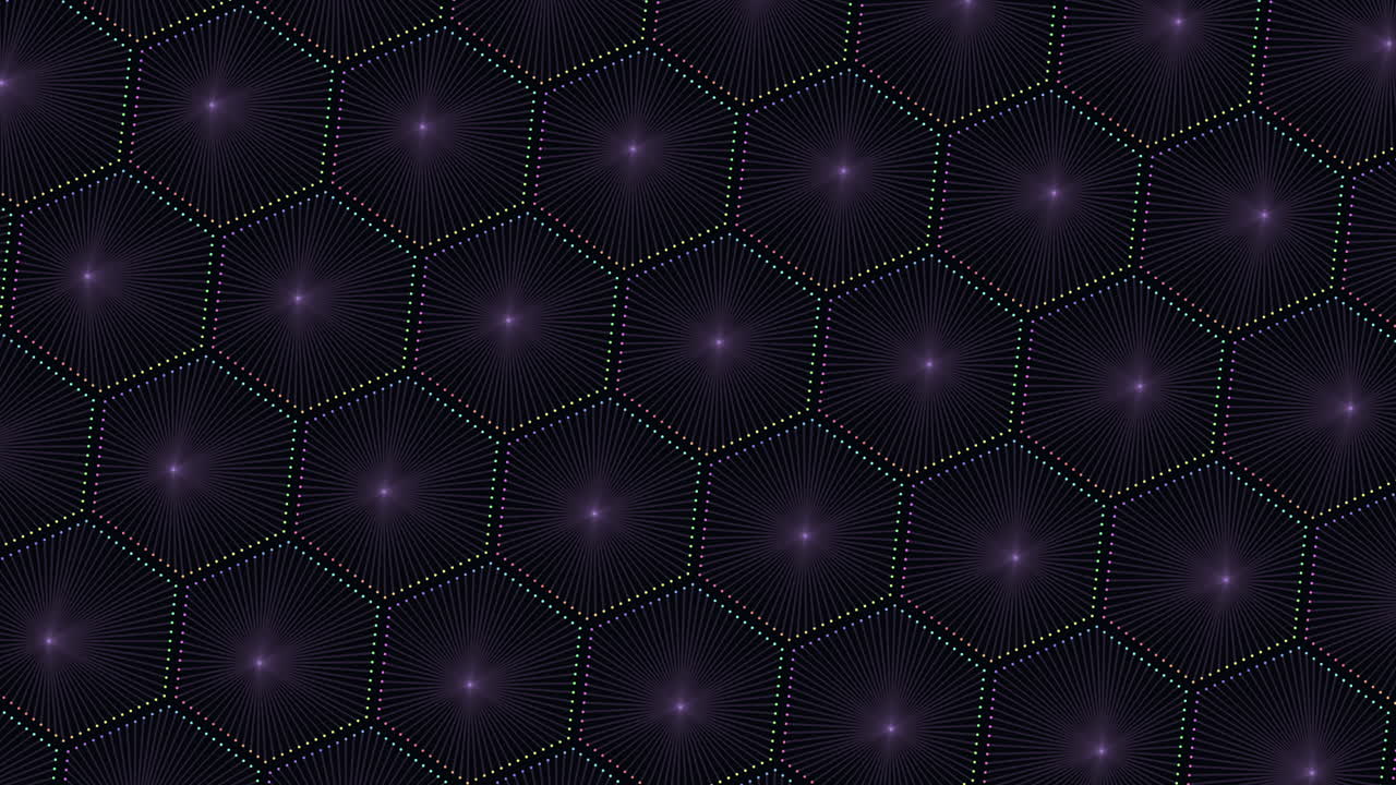 Digital Neon Hexagons Pattern In Rows With Neon Dots On Dark Gradient Free Stock Video Footage ...