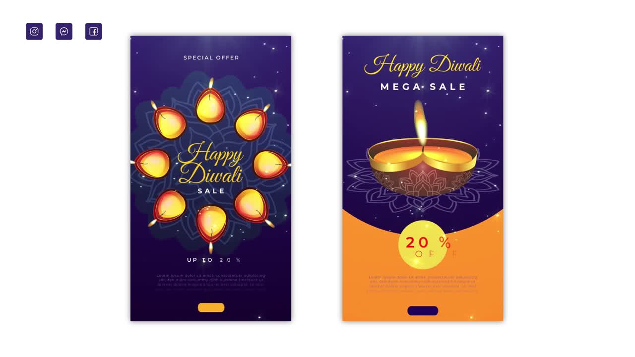 Animated Diwali Discount Story for Instagram | Free Stock Video Footage