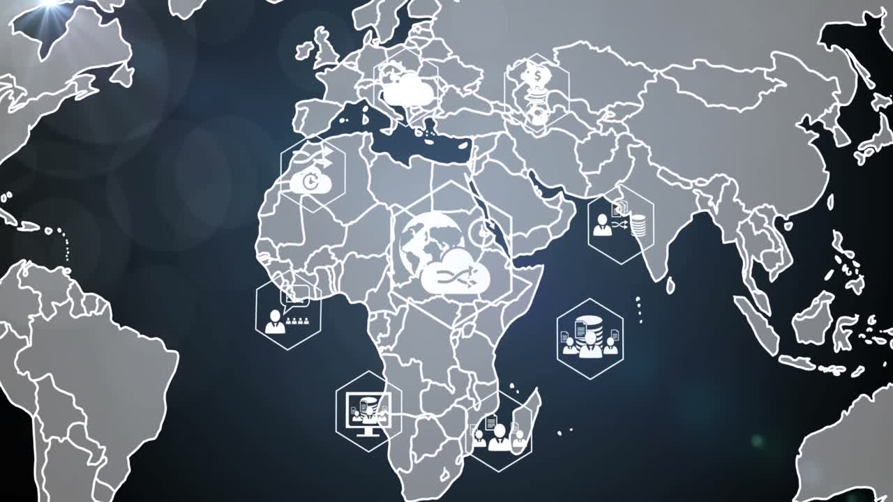 Premium stock video - Animation of multiple digital icons spinning over ...