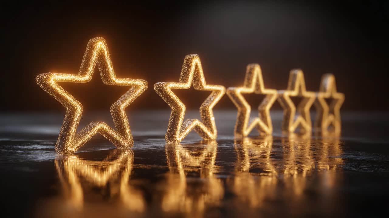 A Glimmering Lineup of Star Shapes Reflected on a Glossy Surface ...