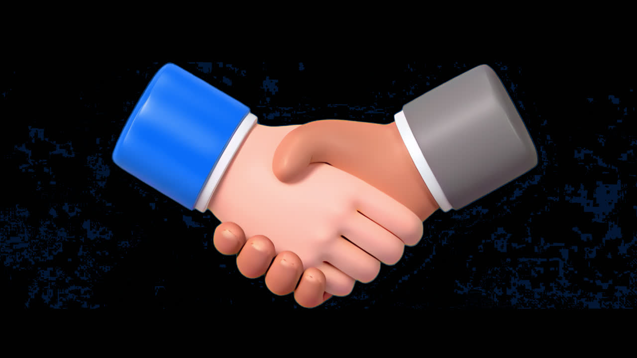 3D handshake collaboration symbol animation isolated asset, transparent ...