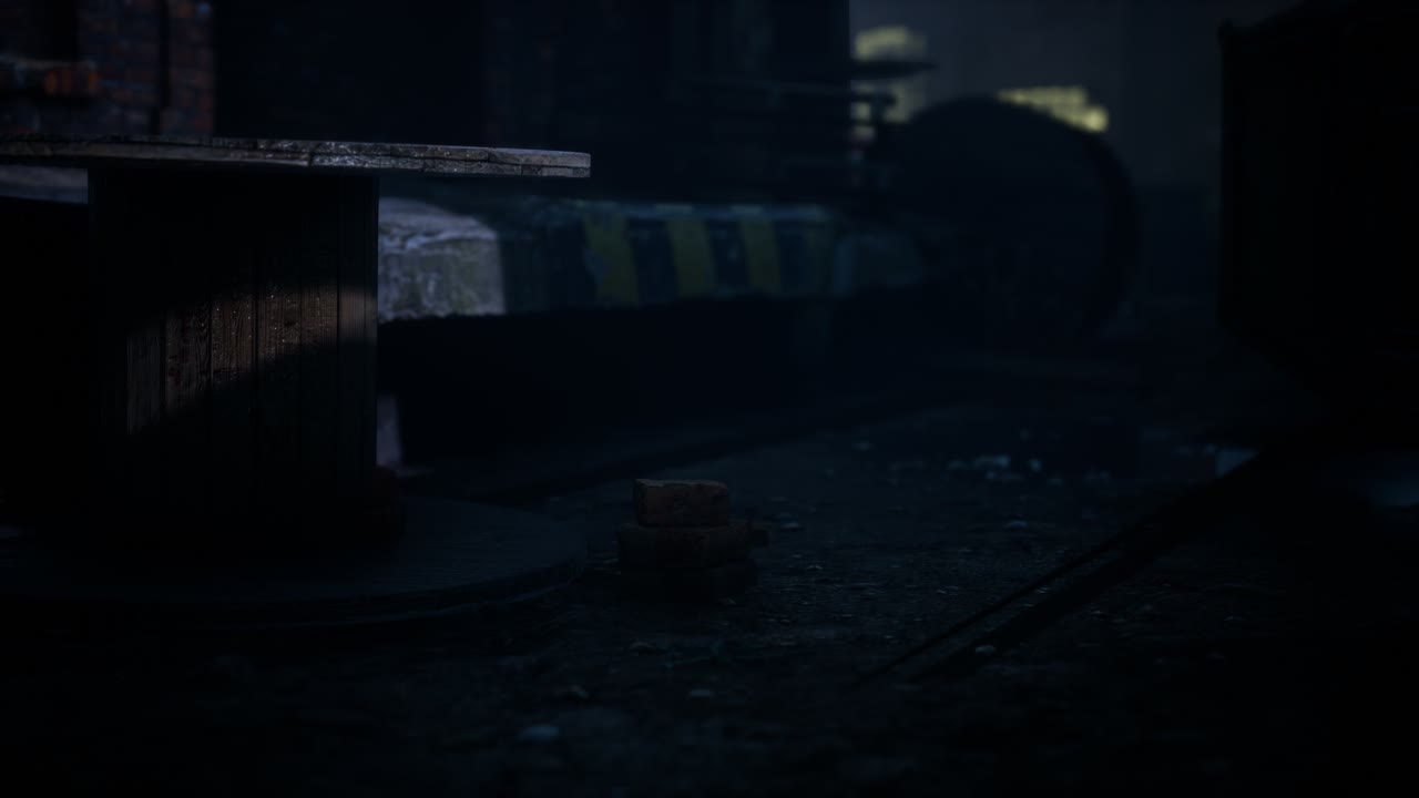 Premium stock video - Frightening abandoned factory at night