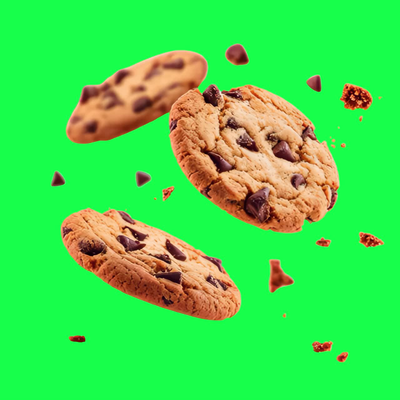 Floating chocolate chip cookies delight animation, transparent 4K video ...