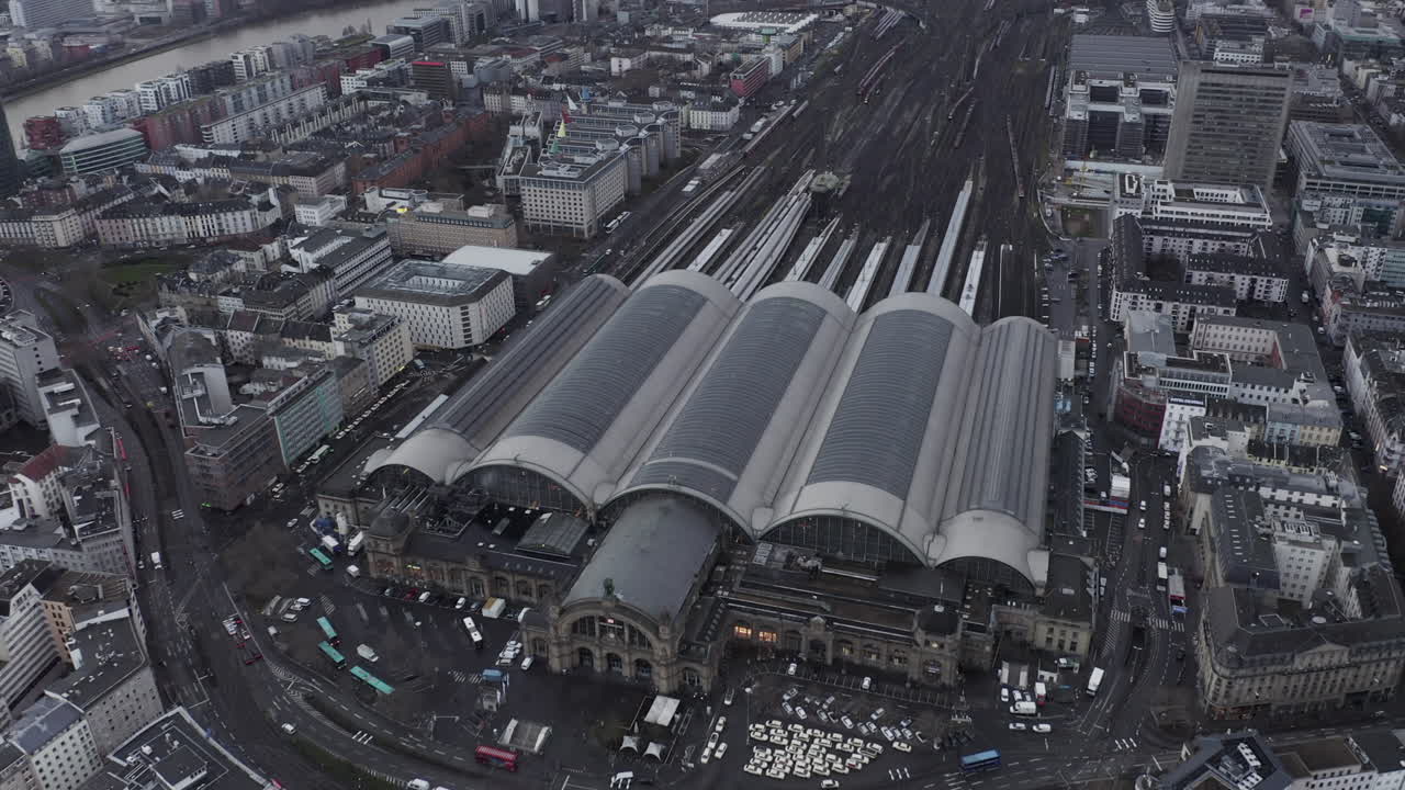High Angle View Of Train Station Building. Historic Hauptbahnhof In ...