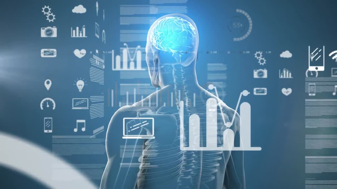 Premium stock video - Animation of data processing over spinning human ...