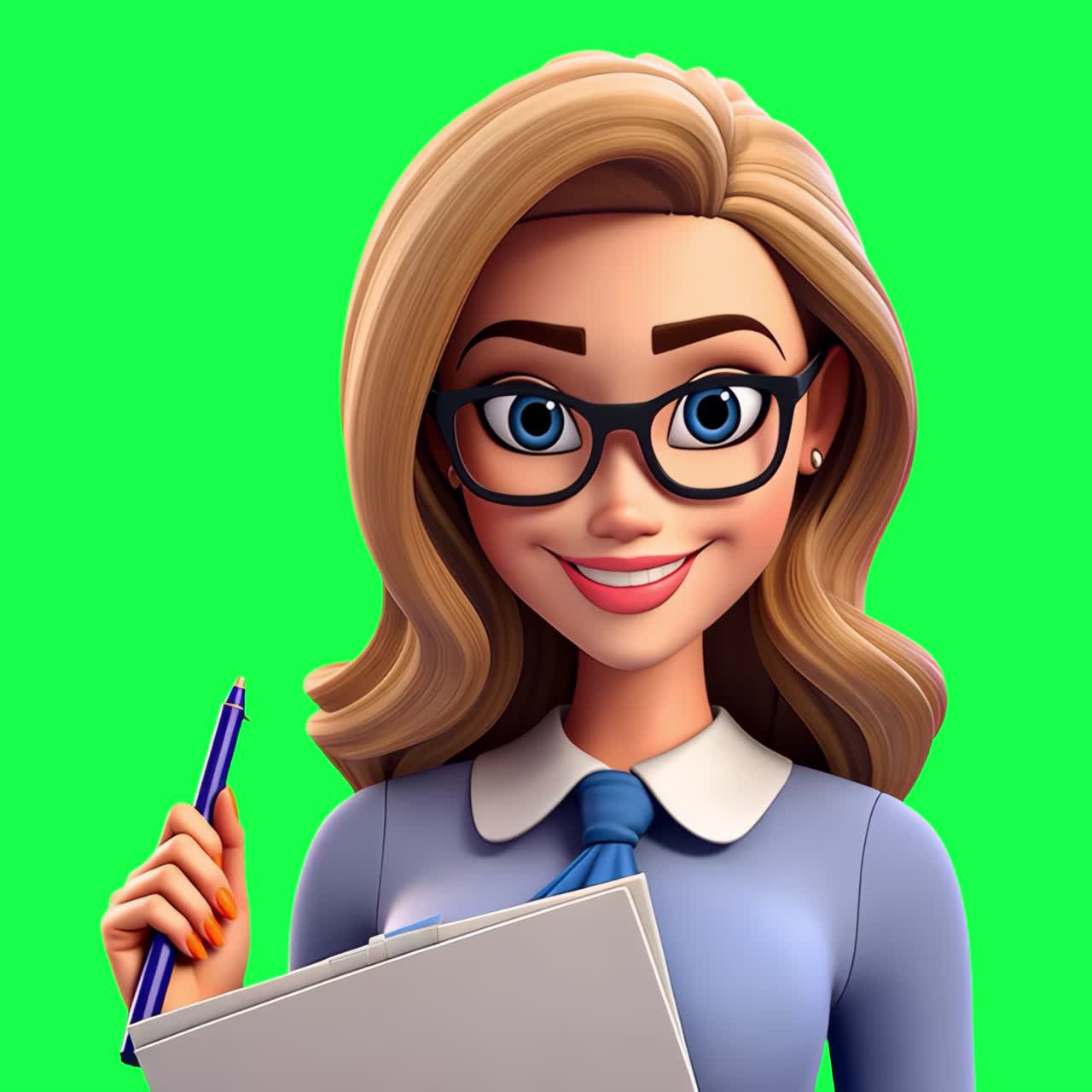 Animated woman holding documents animation, transparent 4K video, green ...