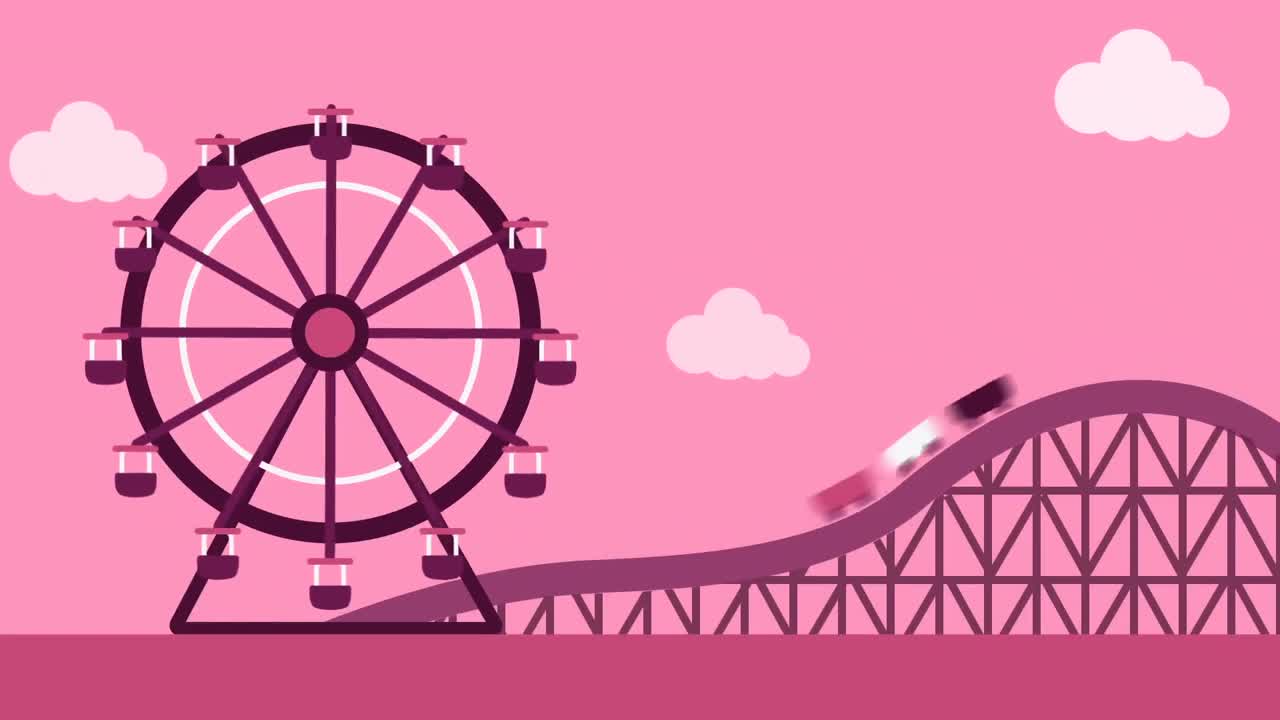 Premium stock video - Big wheel and roller coaster ride in fun n fair