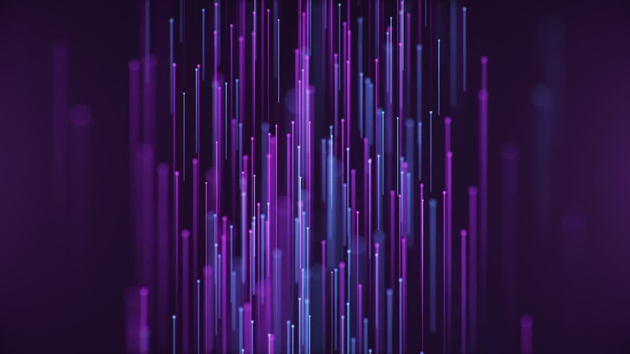 Seamless animation of vertical moving glowing lines. Neon lines form ...