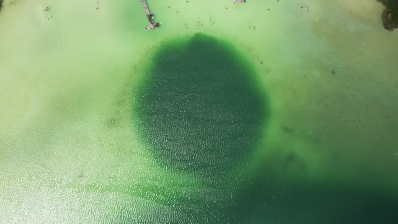 Aerial Birds Eye Overhead Top Down View Of Tropical Lake. Emerald Green ...