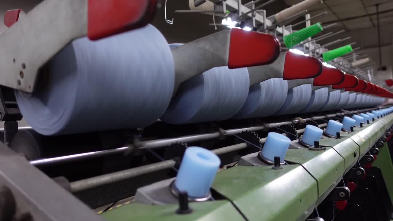 Premium stock video - Yarn and fabric textile factory
