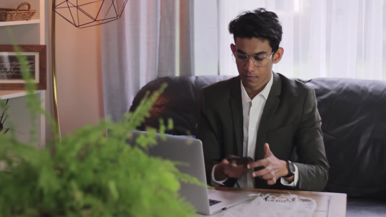 CEO Answers Phone Call, Remote Job From Home, Formally Dressed Asian ...