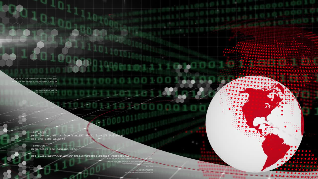 Premium stock video - Animation of digital data processing and globe over binary coding