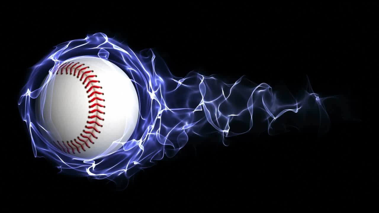 Baseball Ball in Blue Abstract Particles Ring, Loop | Premium Stock ...