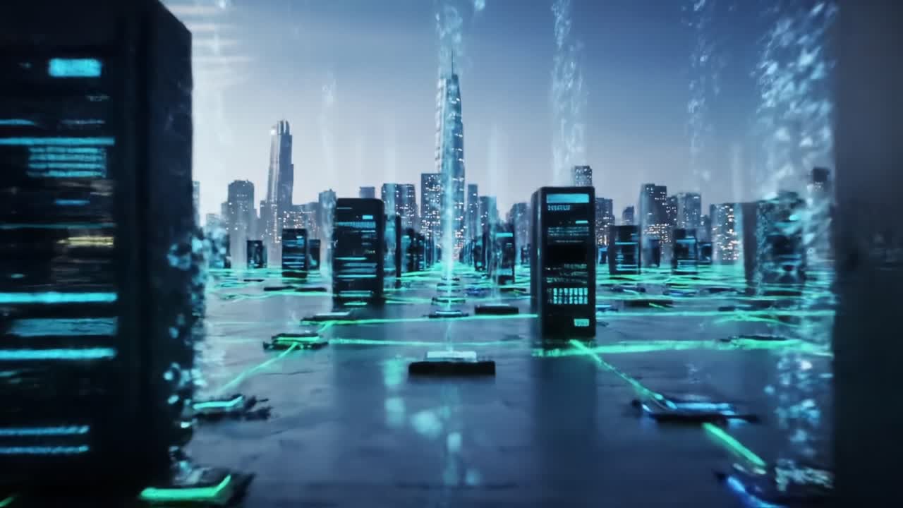 Futuristic Data Center Landscape Representing Advanced Technology and ...