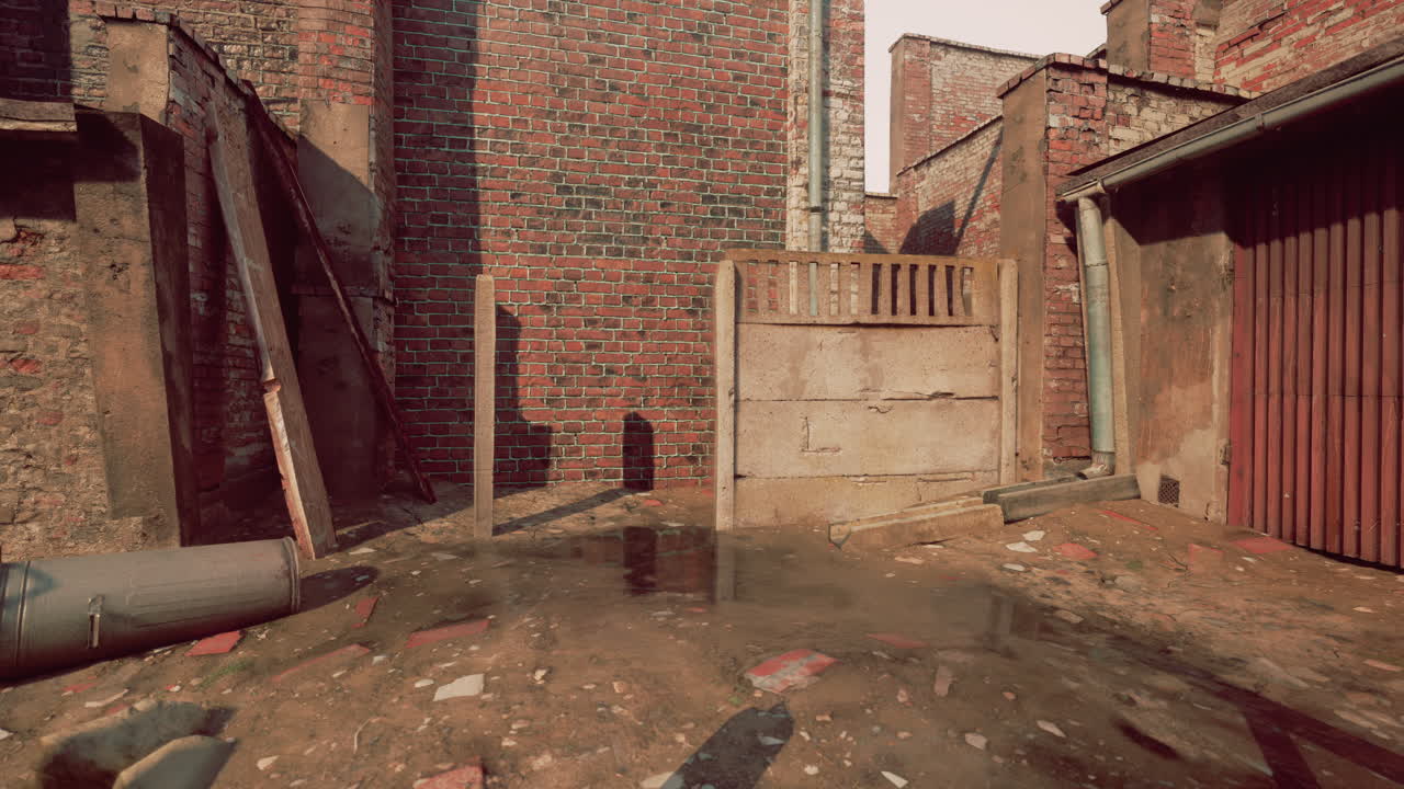 A grunge, urban back alley scene Premium Stock Video Footage