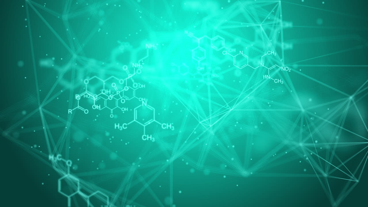 Chemical structural molecular formulas. abstract green science ...