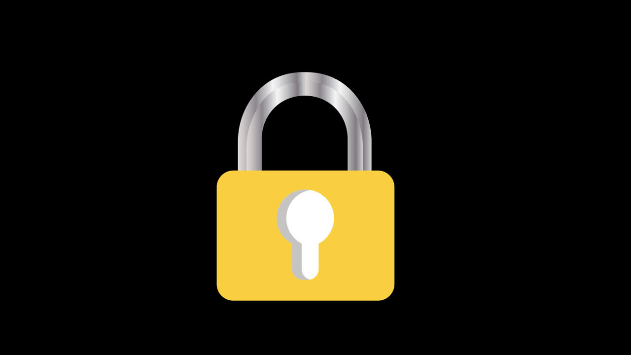 Premium stock video - A yellow lock with a white keyhole icon concept ...
