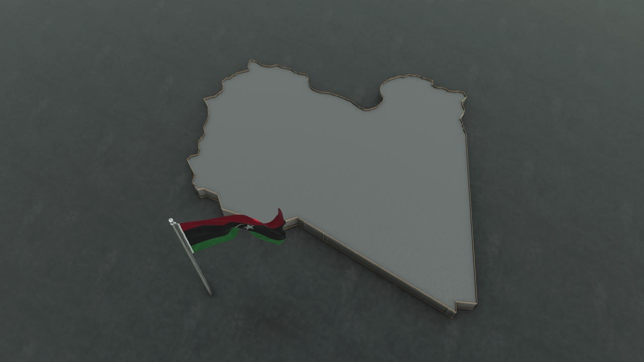 Libya map and flag Background 4K | Premium Stock Video Footage