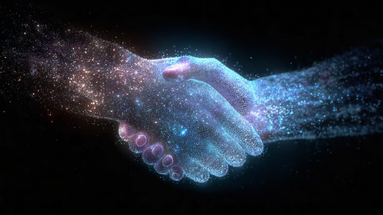 Two ethereal hands, one of blazing fire and one of freezing ice ...